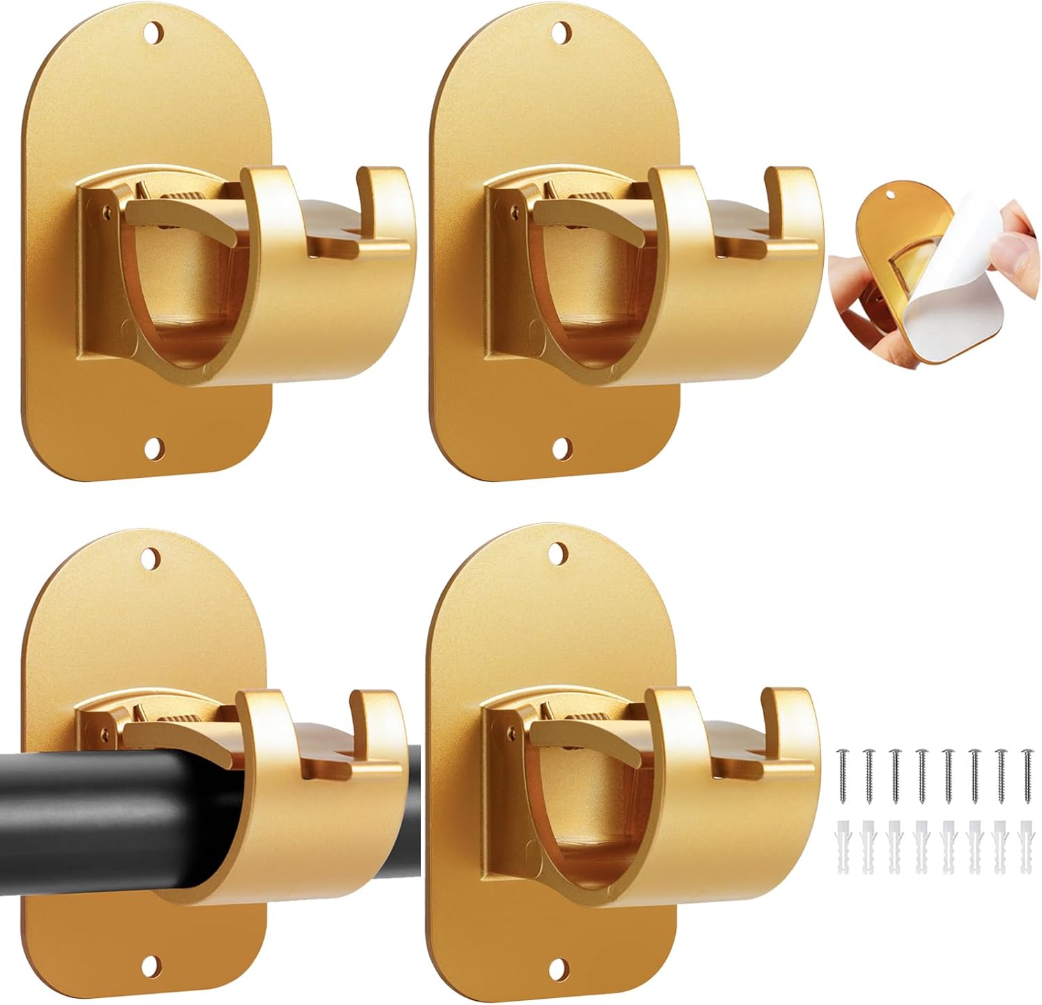 Amazon.com: No Drill Self Adhesive Curtain Rod Hook - Upgrade Large ...