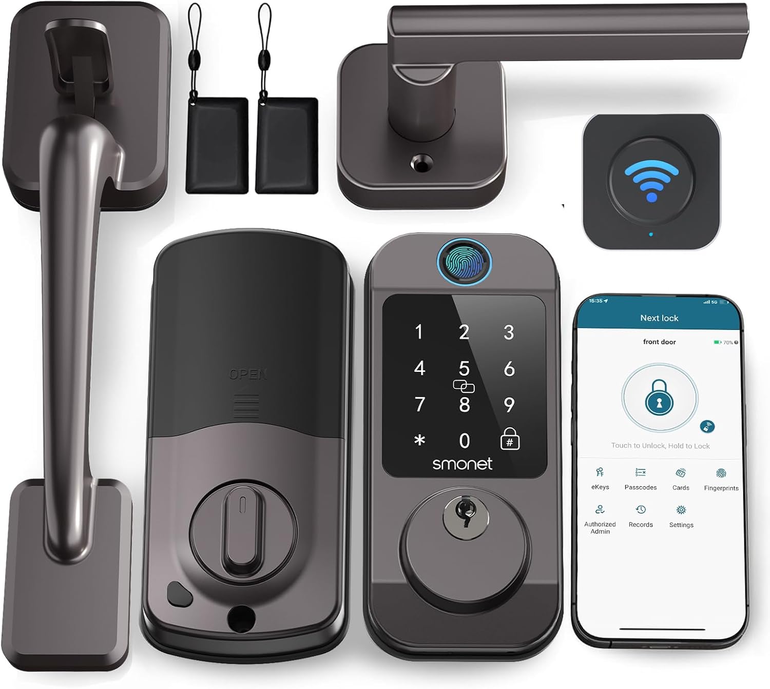 Amazon.com: SMONET WiFi Smart Door Lock Set – Fingerprint Keyless Entry ...