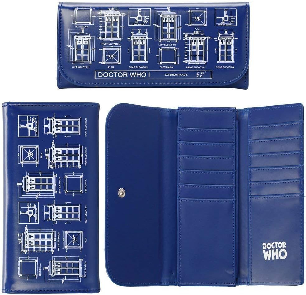 Doctor Who TARDIS Schematic Flap Wallet : Amazon.co.uk: Fashion