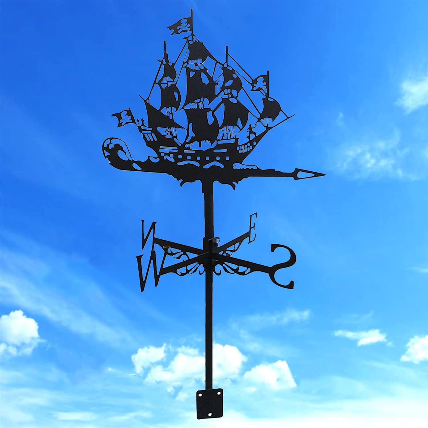 Amazon.com: EEUK Weathervane Cast Iron Pirate Ship Wind Direction ...