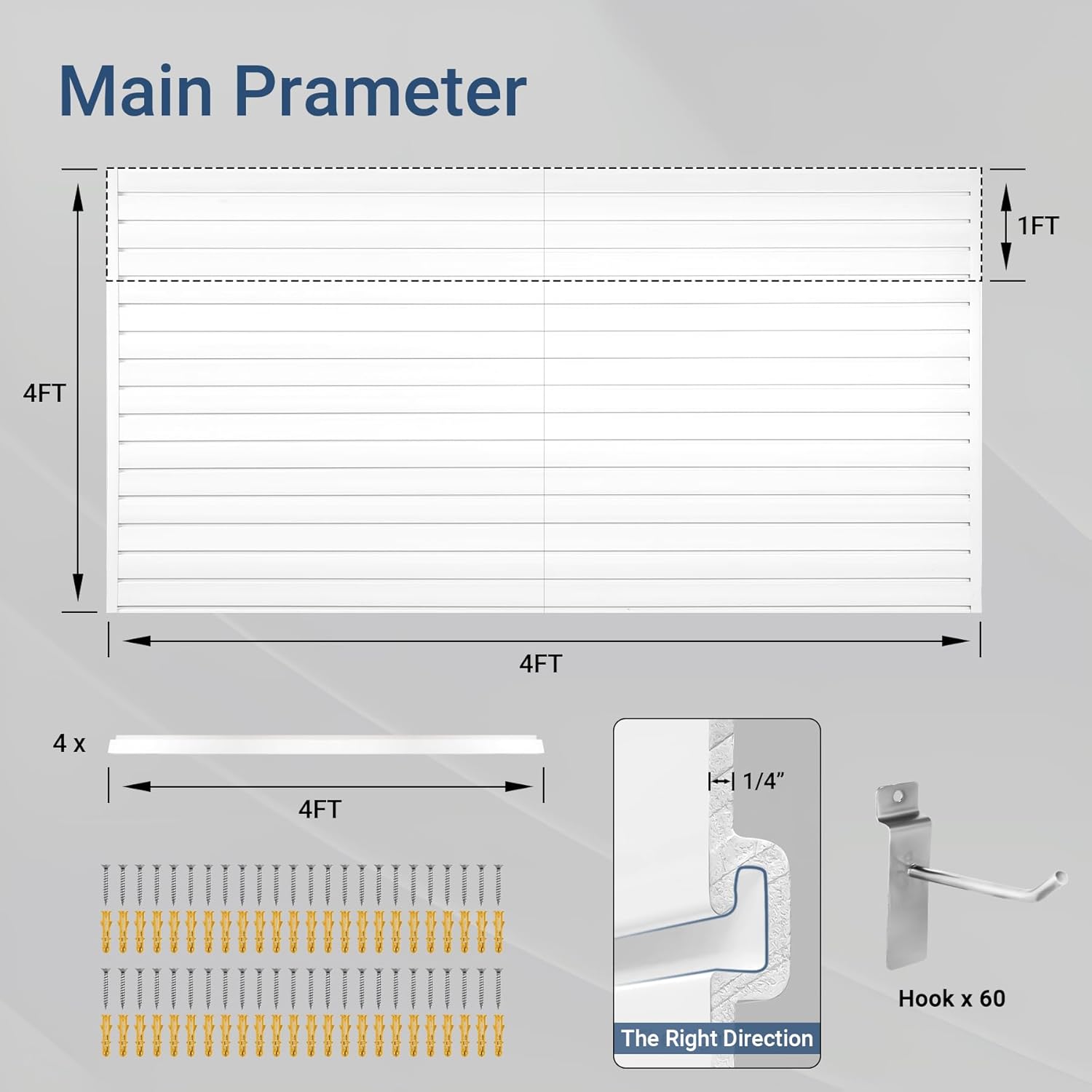 Slatwall Panel 8 FT x 4 FT, Interlocking Slat Wall Paneling Garage Wall ...