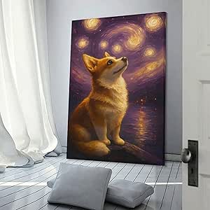 Amazon.de: sinyumoney Corgi Starry Night Painting Leinwandbilder ...