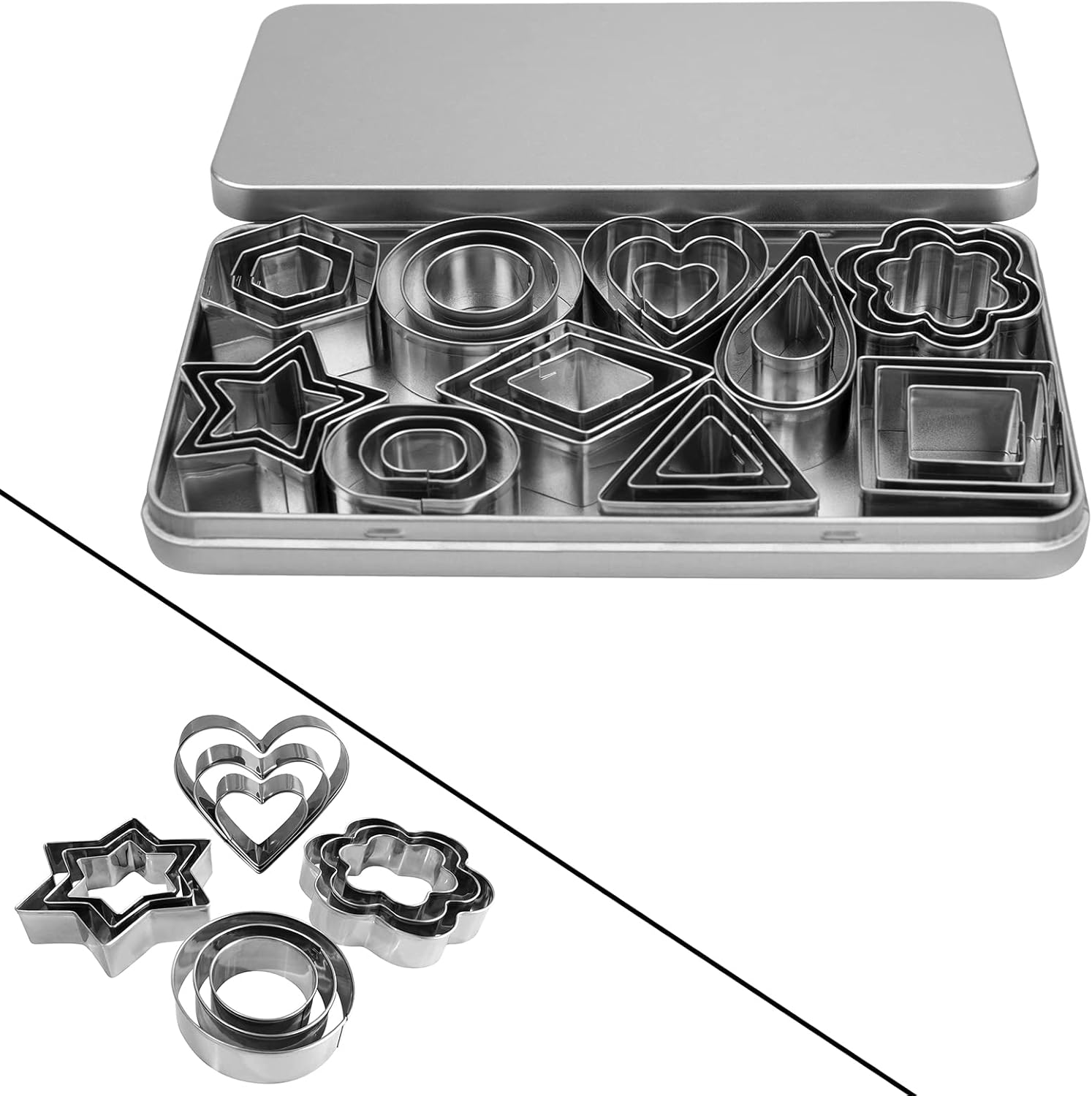 Amazon.com: 42Pcs Mini Cookie Cutters Set - Heart Star Flower Round ...