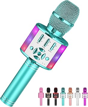 Amazon.com: Amazmic Kids Karaoke Microphone Machine Toy Bluetooth ...