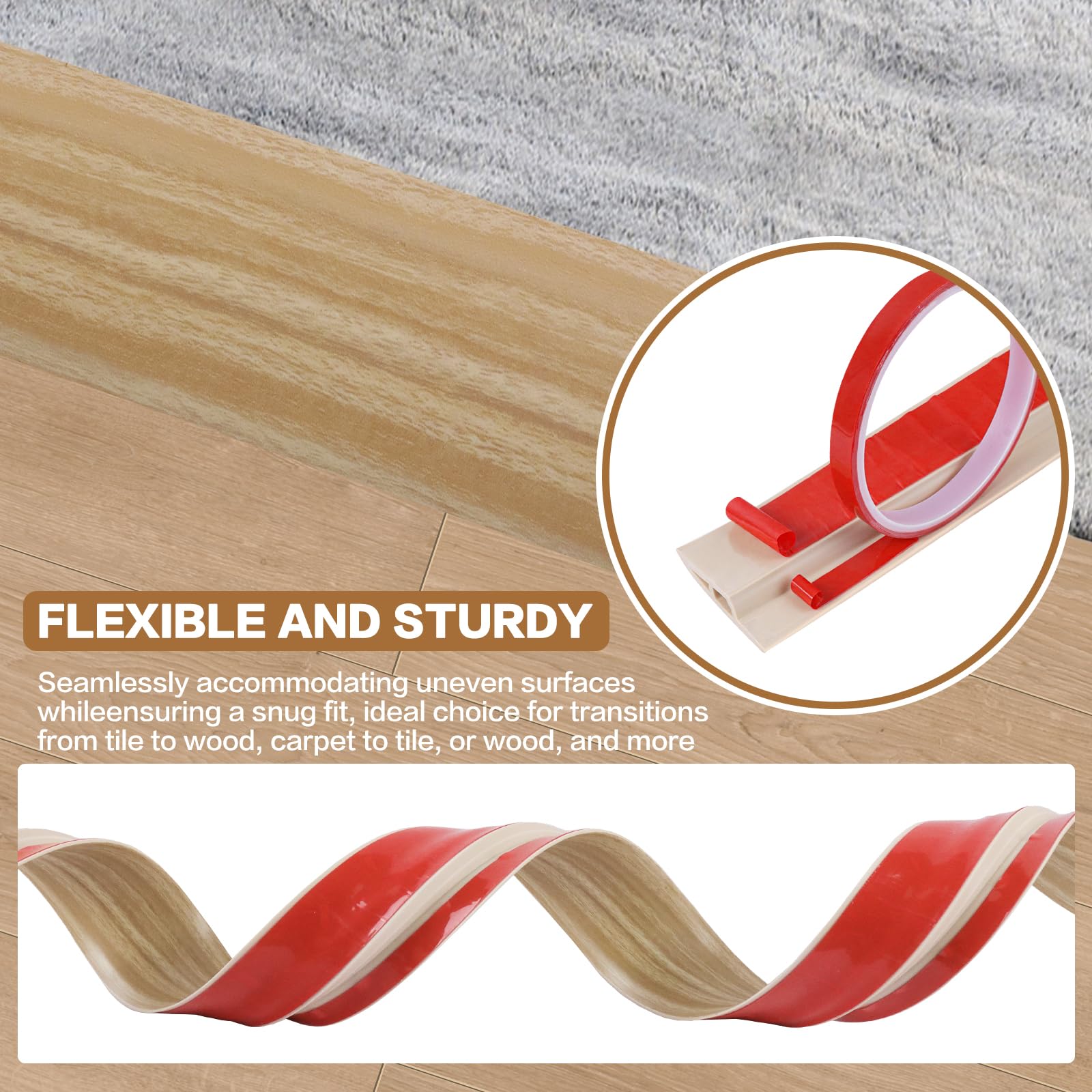 Snapklik.com : Floor Transition Strip Vinyl Door Threshold Ramp Self ...