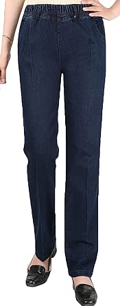 Youhan - Jeans casuales de cintura elástica para mujer : Amazon.com.mx ...