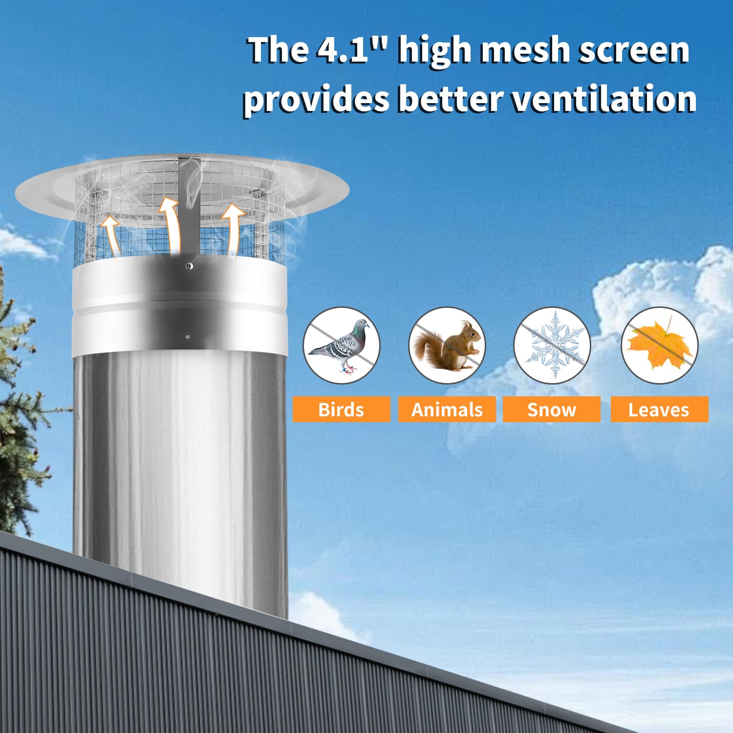 10 Inch Pipe Cover Roof Chimney Flashing 4" Galvanized Steel Chimney ...