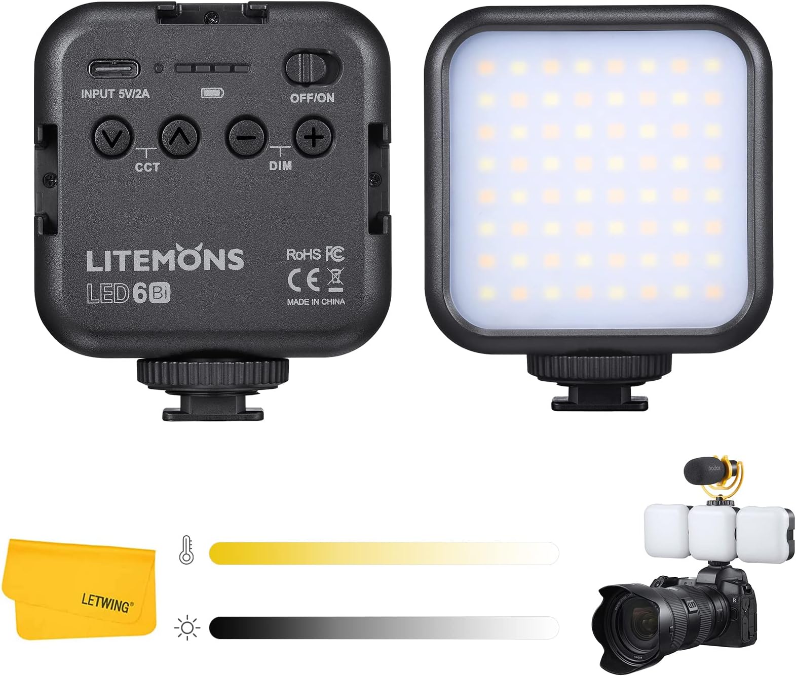 Amazon.com : GODOX LED6Bi LED Video Light,Rechargeable Bi-Color ...
