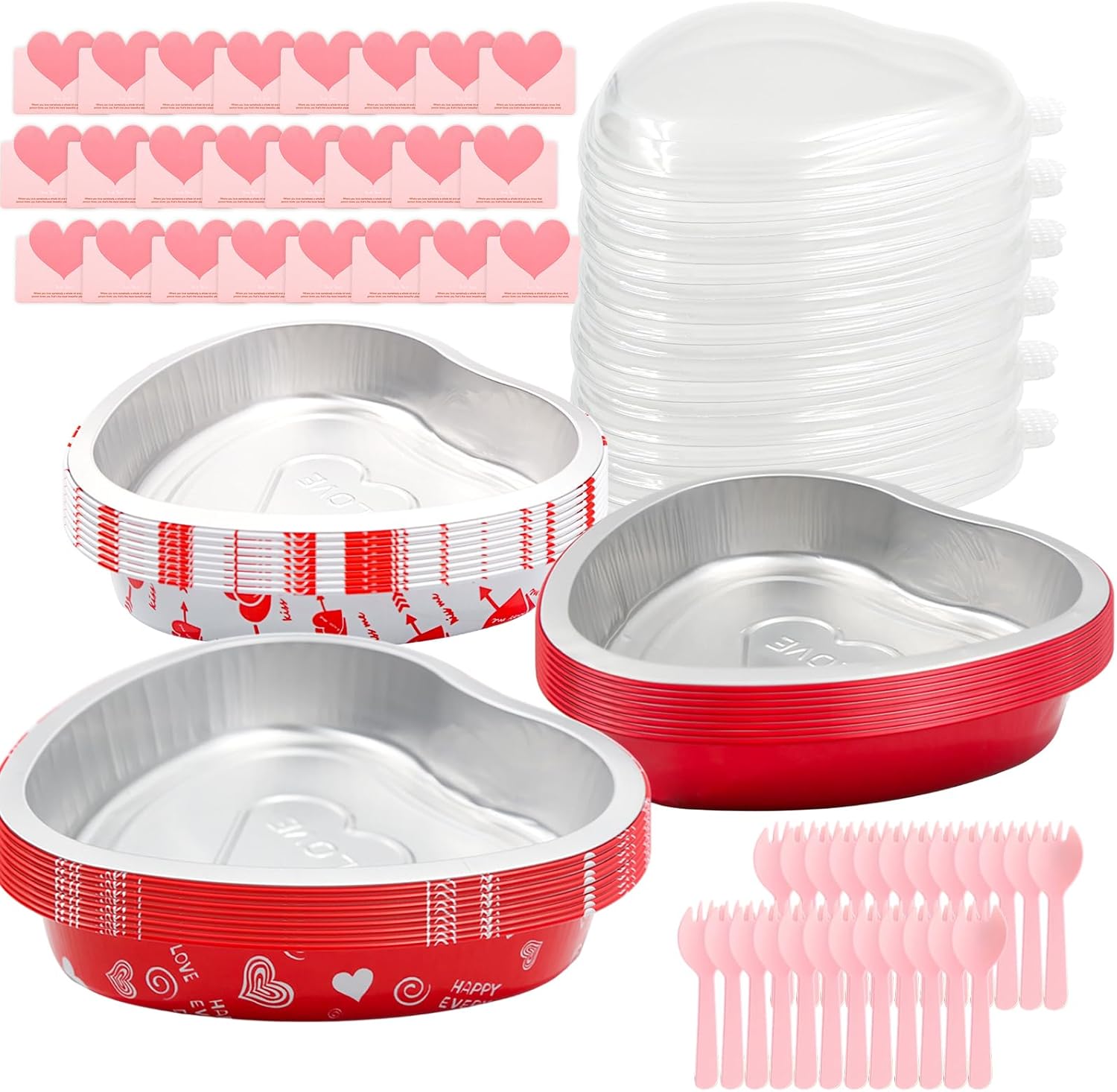 Amazon.com: HEIFAM 8 Inch Heart Shaped Cake Pans with Lids and Spoons ...