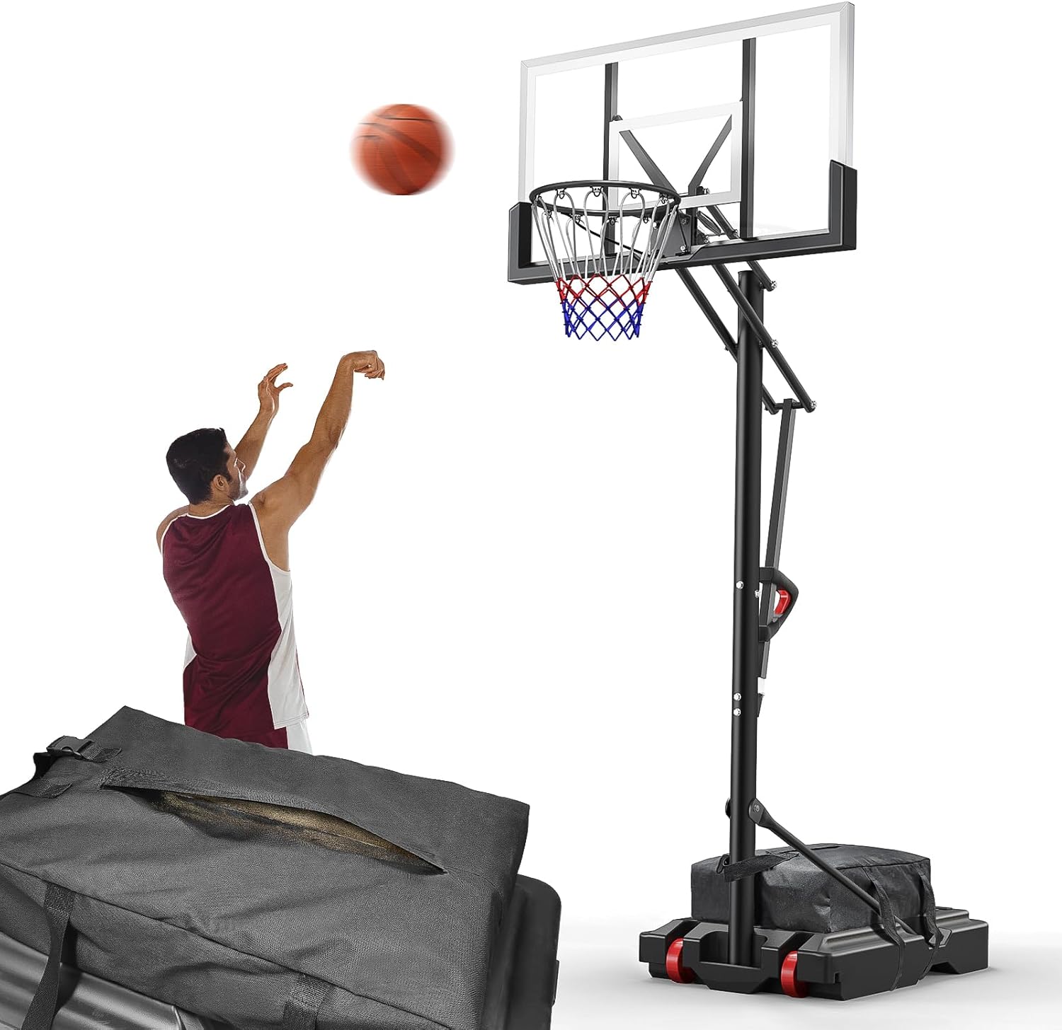 Amazon.com : Portable Basketball Hoop Outdoor Quickly Height Adjusted 7 ...