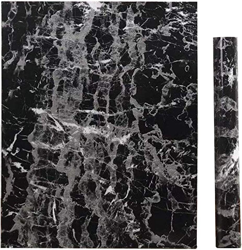 Black Gray Marble Effect Contact Paper Film, Self Adhesive Vinyl Paper ...