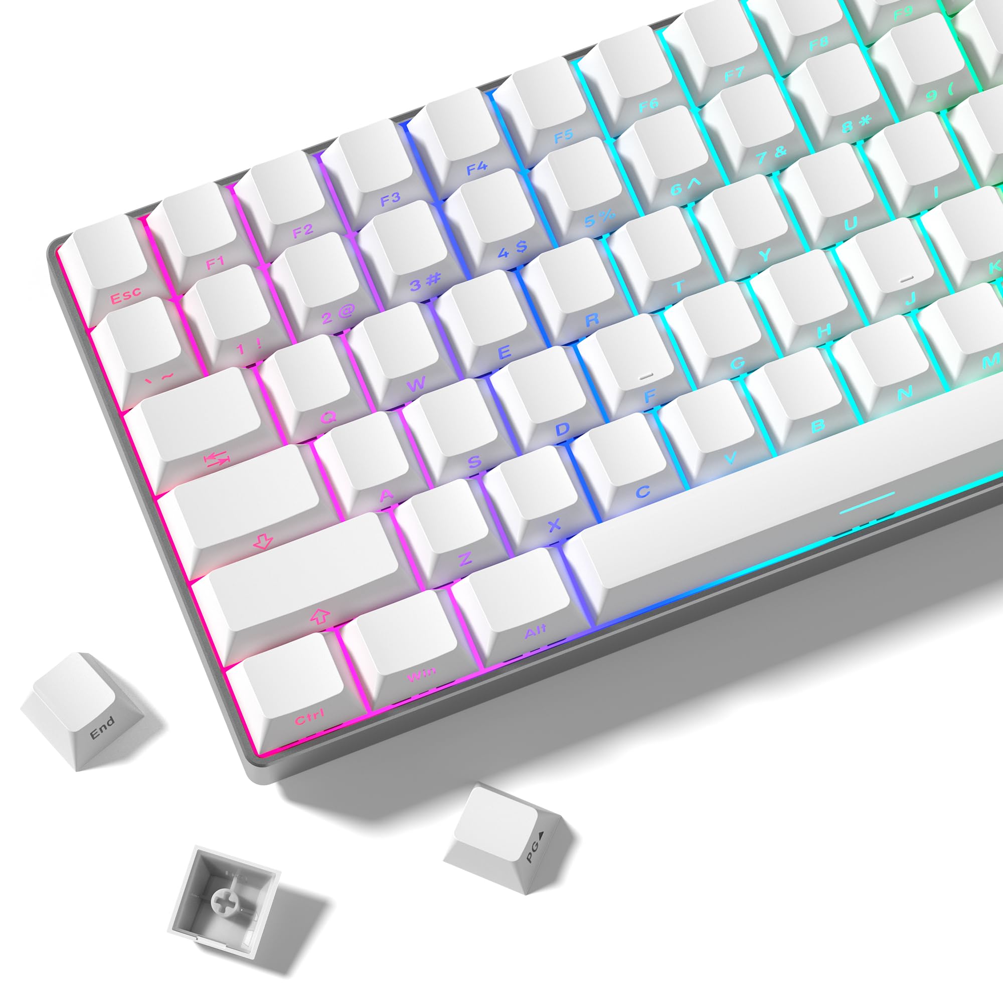 Amazon.com: dagaladoo White keycaps Set,Shine Through keycaps 60 75 ...