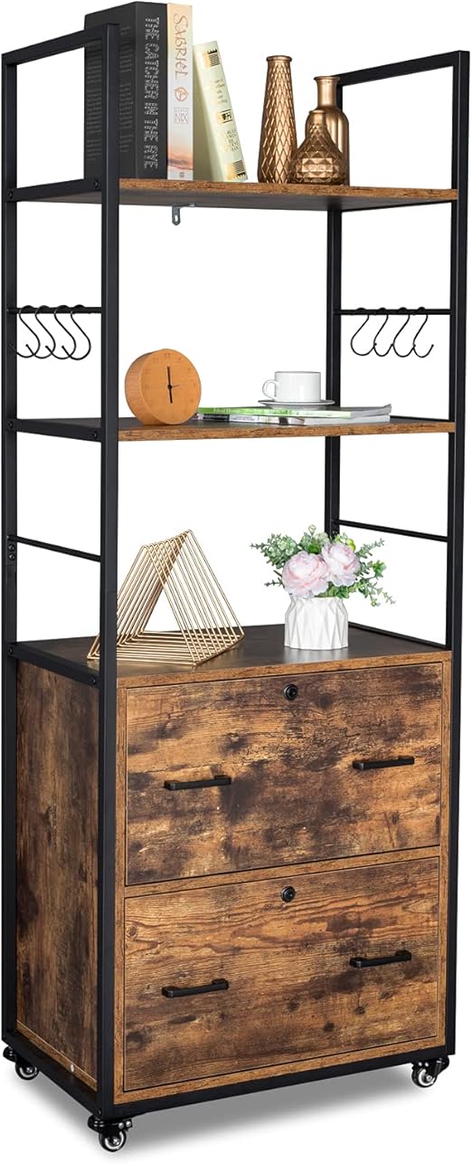 Amazon.com: VINGLI 65.7" H 2 Drawer File Cabinet with Lock ...