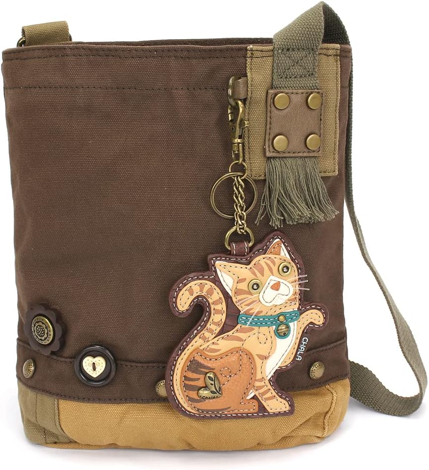 CHALA Patch Cross-Body Women Handbag, Canvas Messenger Bag - Orange ...