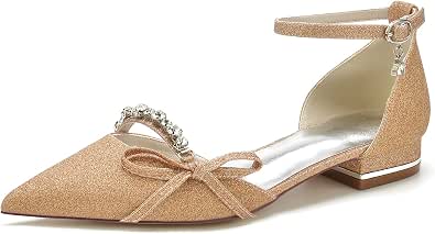 Amazon.com | Closed Toe Wedding Flats Shoes for Bride Pointed Toe ...