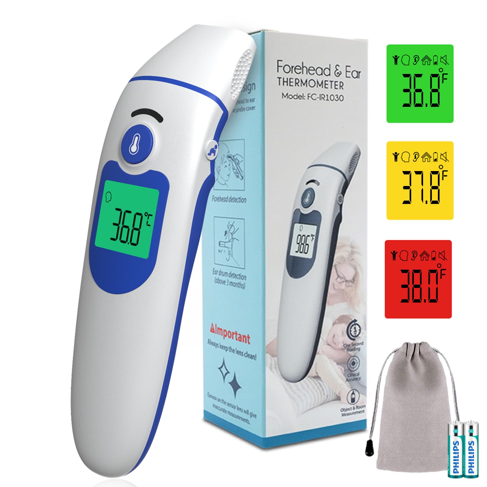 Digital thermometer, Baby thermometer mode, High precision infrared ...