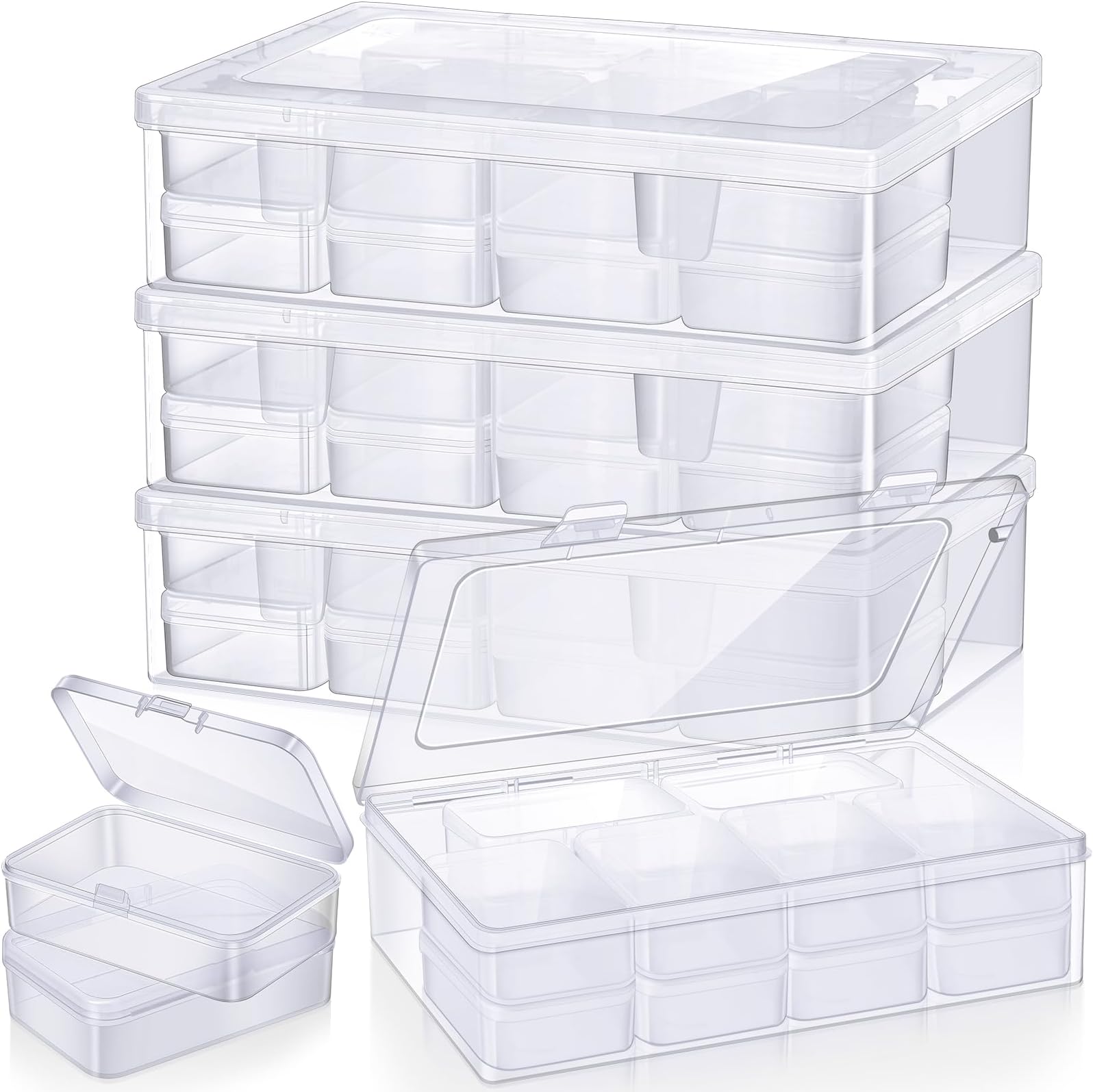 Amazon.com: Qeirudu 12 Pack Small Plastic Boxes with Hinged Lids ...