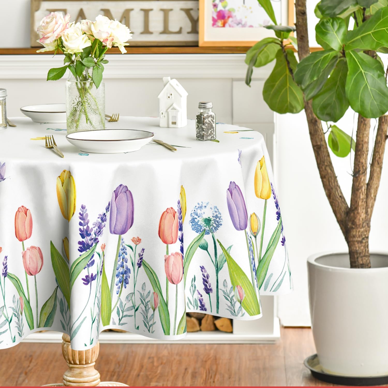 Amazon.com: Horaldaily Spring Summer Tablecloth 70x70 Inch Round ...