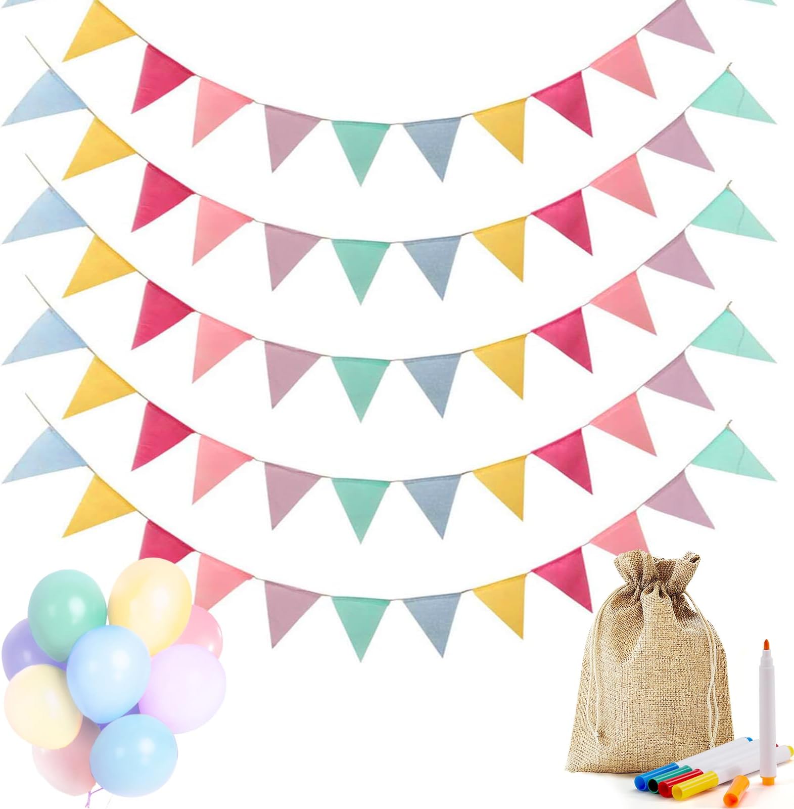 Wimpelkette für den Außenbereich, Garten, wasserdicht, 60 Flaggen ...