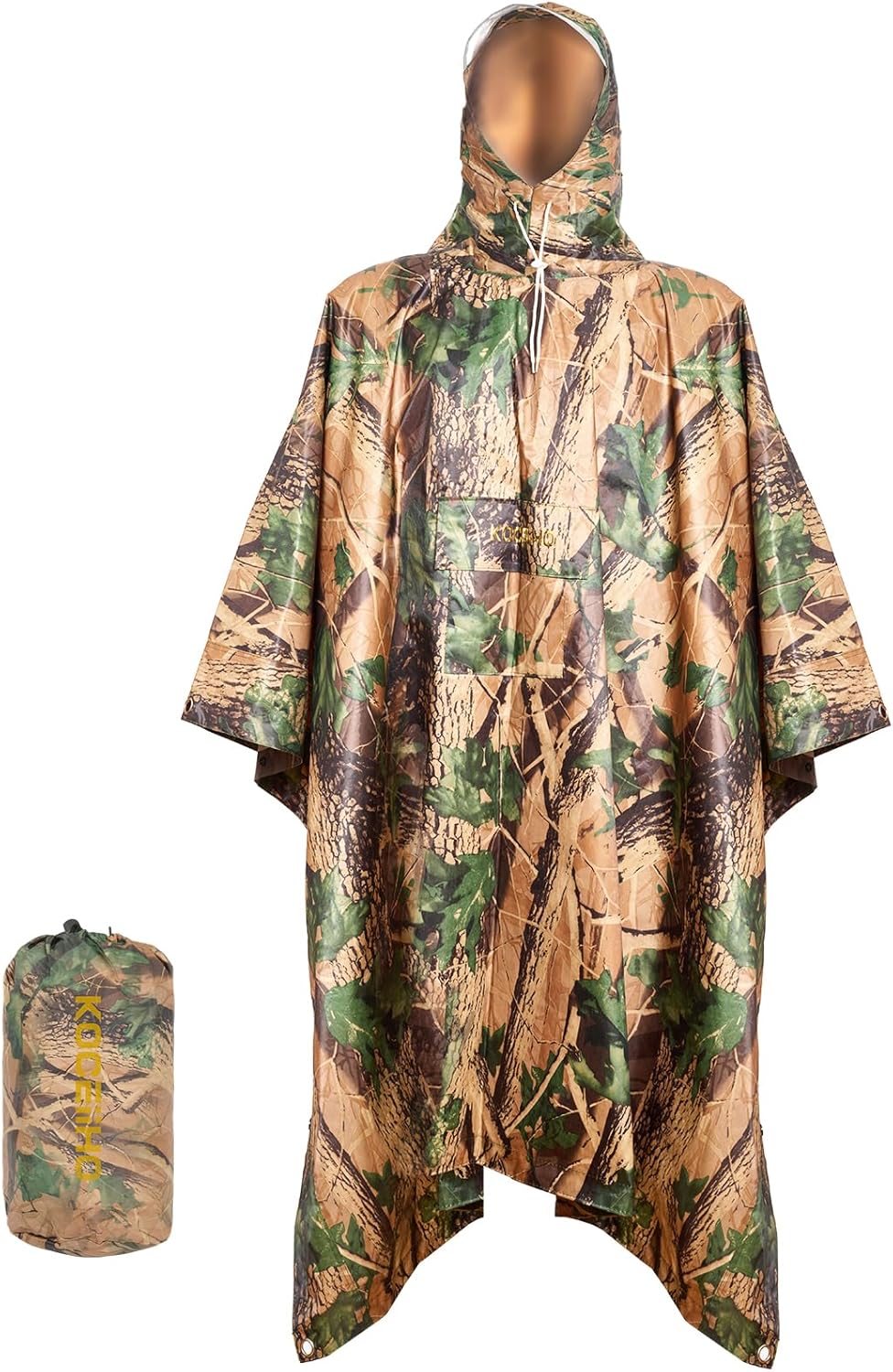 Amazon.com: Koceiiho Camouflage Rain Poncho, Military Waterproof Camo ...