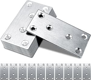 Gorffy 10pcs Flat Brackets for Wood, 80×40×1.75mm Flat Joint Plates ...