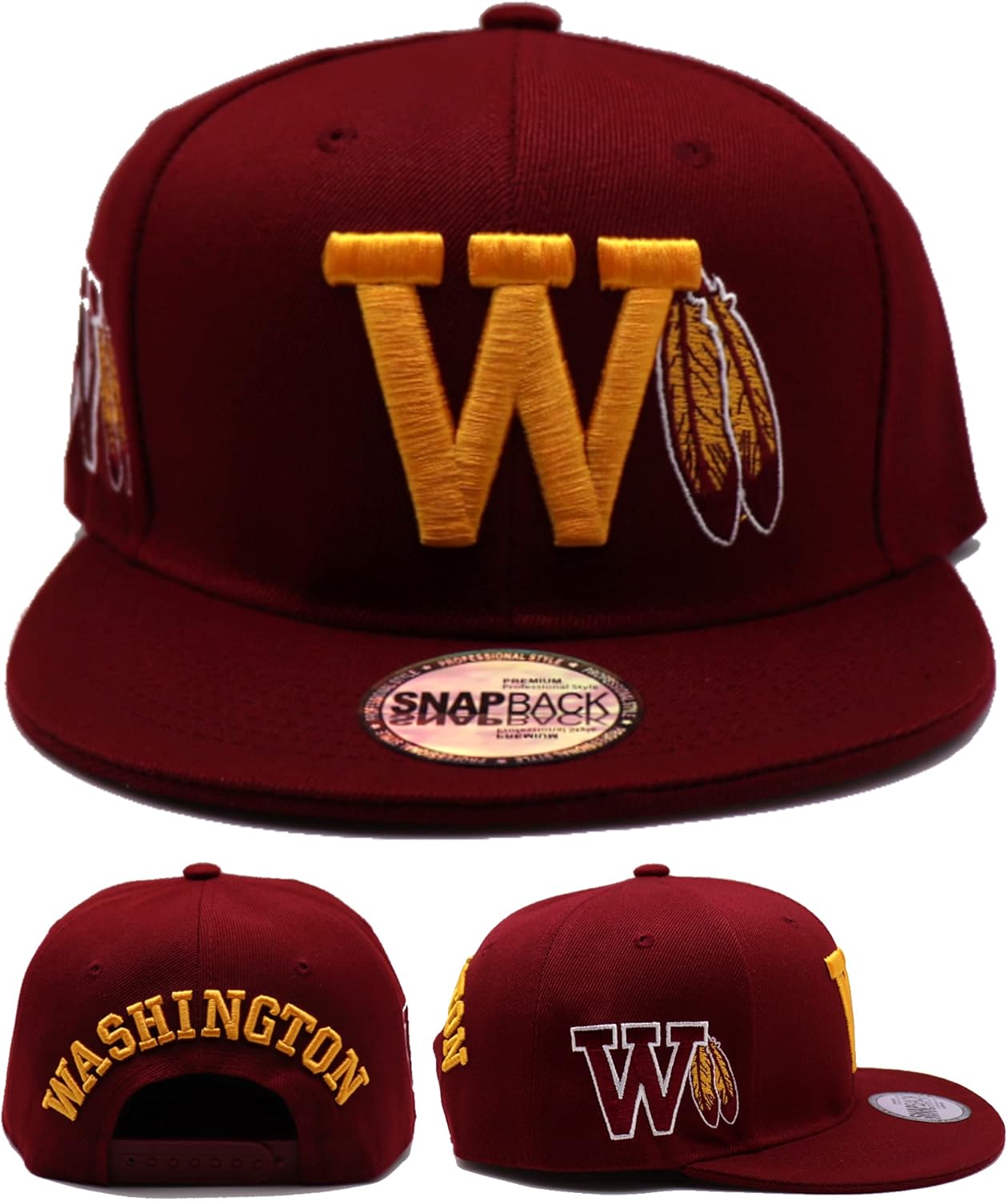 Amazon.com: Washington New Leader Premium Feathered W Burgundy Gold Era ...