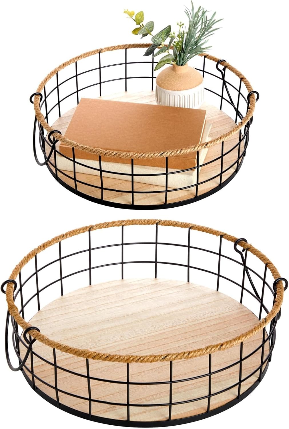 Amazon.com: Juvale Round Wire Basket Set - Wire Storage Basket with ...