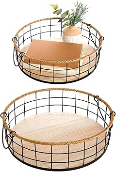 Amazon.com: Juvale Round Wire Basket Set - Wire Storage Basket with ...