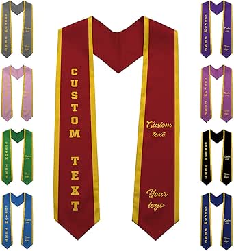 Amazon.com: Custom Graduation Stole with School Logo - Personalized ...