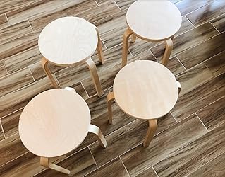 Amazon.com: COSTWAY Stackable Bentwood Stools Set of 4, 18-Inch Height ...