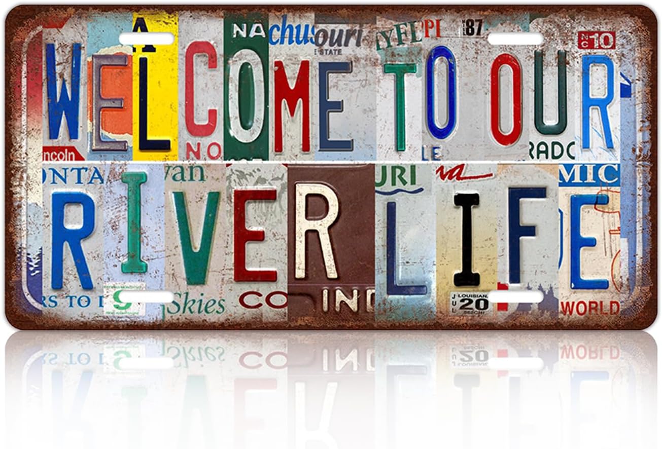 Amazon.com: Vintage Welcome License Plate welcome to our river life ...