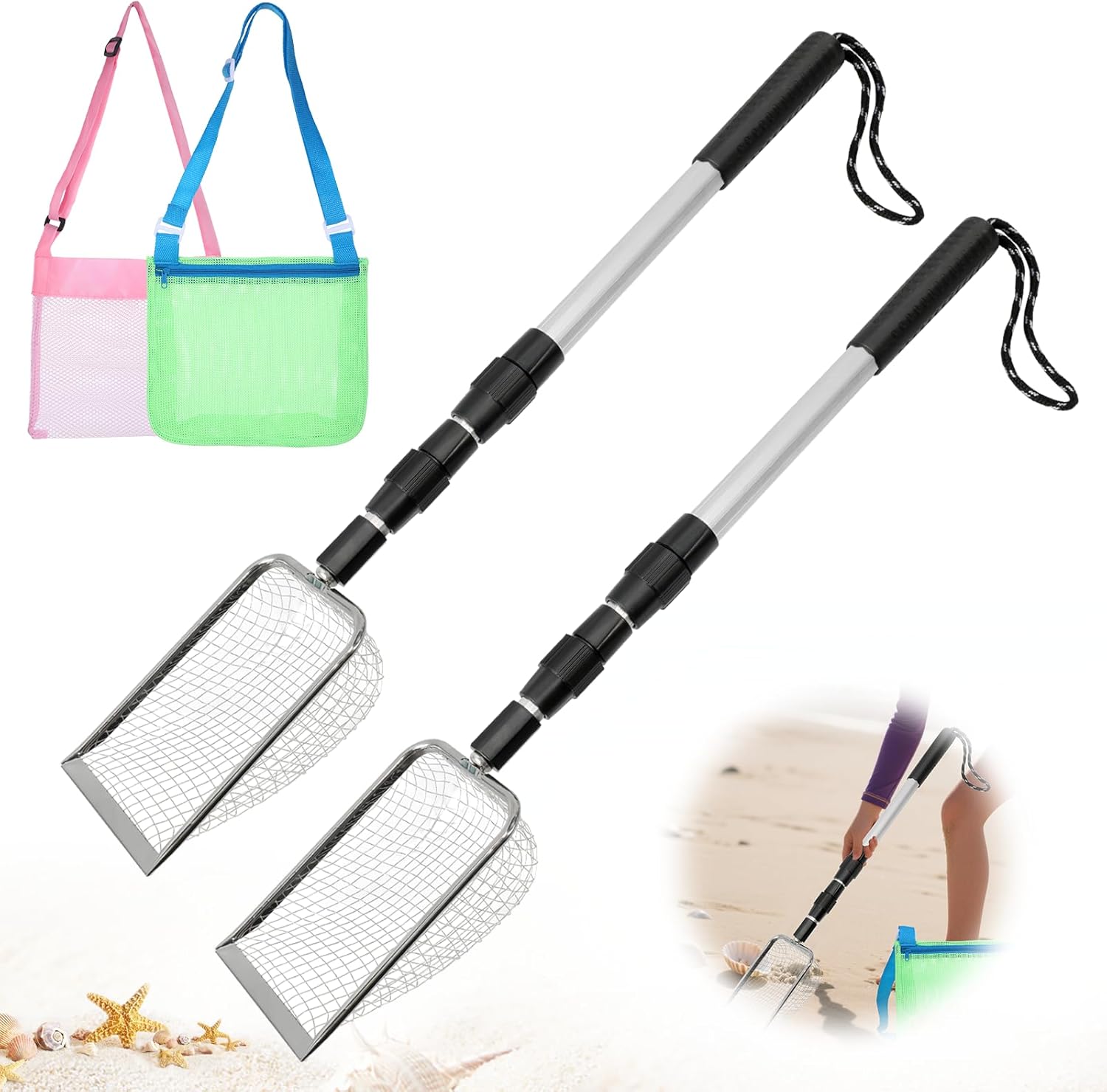 Amazon.com: Mowouhn 2PCS Shark Teeth Sifter for Beach with 2 Seashell ...