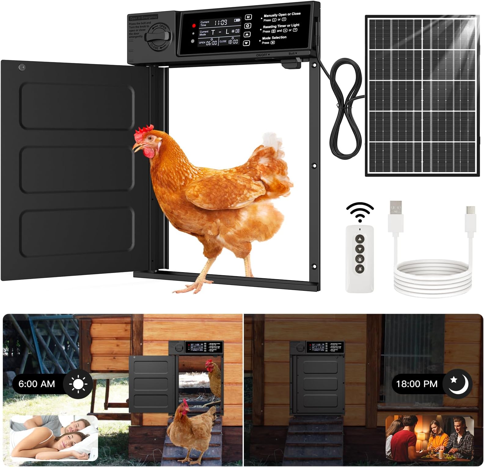 Amazon.com: NEWTRY Automatic Chicken Coop Door Opener, Pivot Door with ...