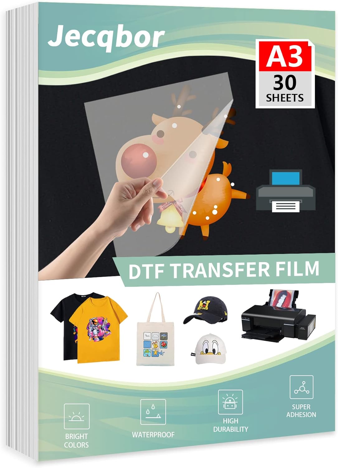 Amazon.com: Jecqbor DTF Transfer Film Paper PET Heat Transfer Paper A3 ...