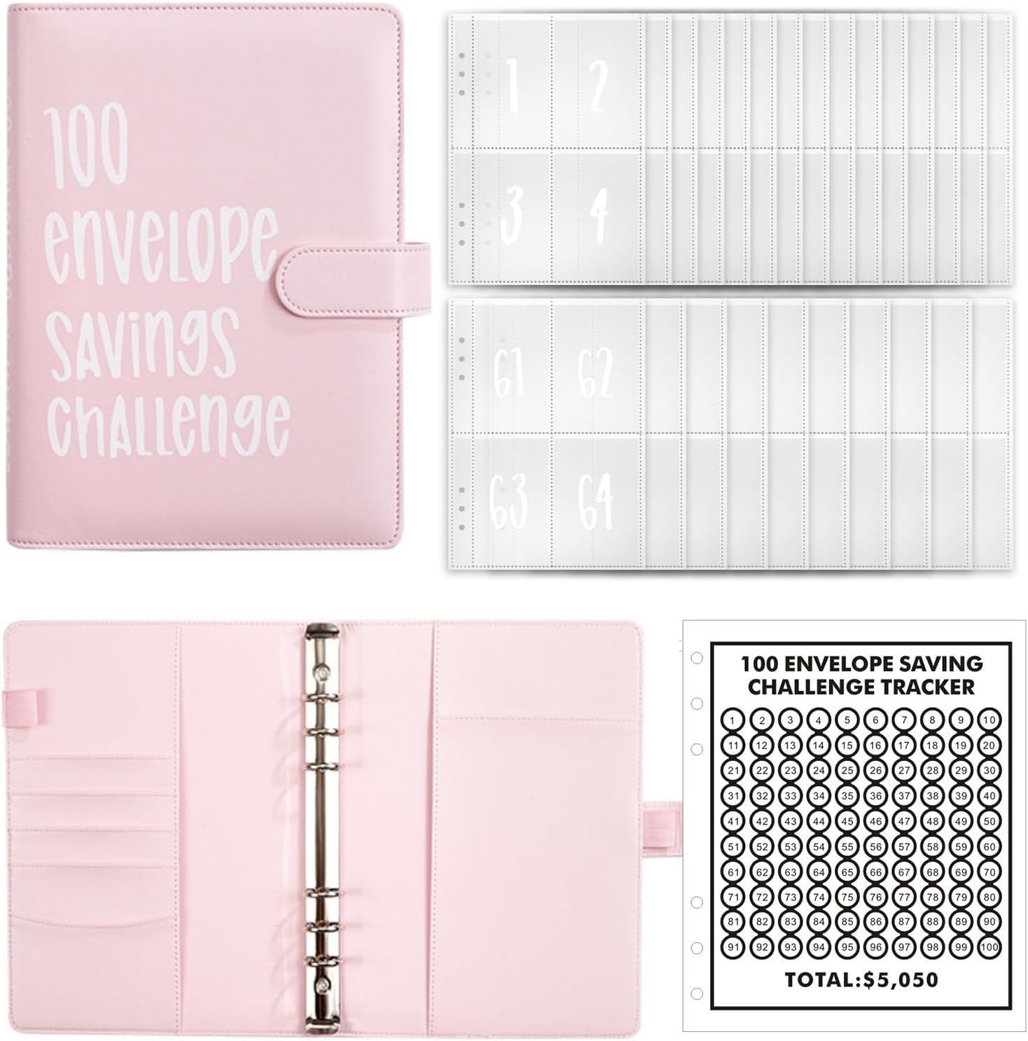 Amazon.com : 100 Envelope Challenge Binder | Easy and Fun Way to Save ...