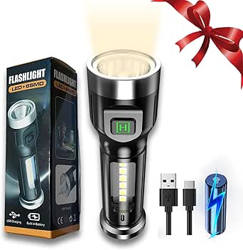 USB Rechargeable Mini Flashlight, Camping Lantern Combo Flashlight with ...
