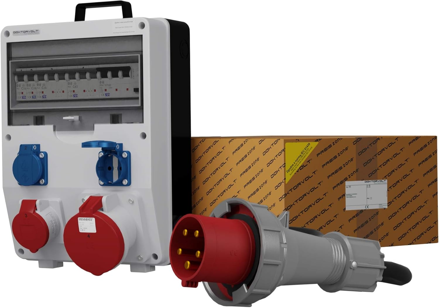 Mennekes Mobile Distributor Power Distributor TD-S/FI 63A 16A 2x230V ...