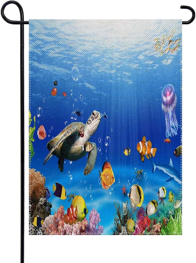 Amazon.com : Uanvaha Sea Turtle Holiday Garden Flags 12.5X18 Double ...