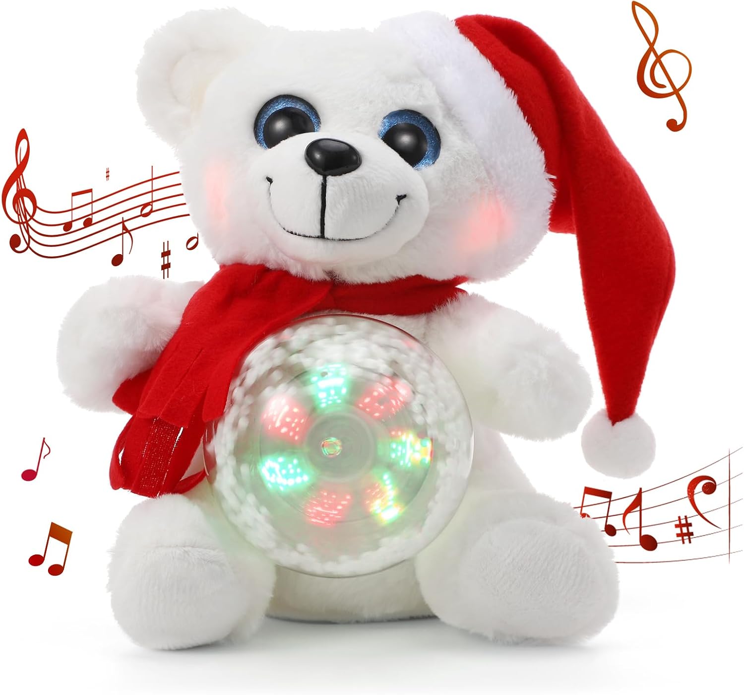 Oso de peluche de Navidad de 10 pulgadas, con luz LED, oso musical que ...