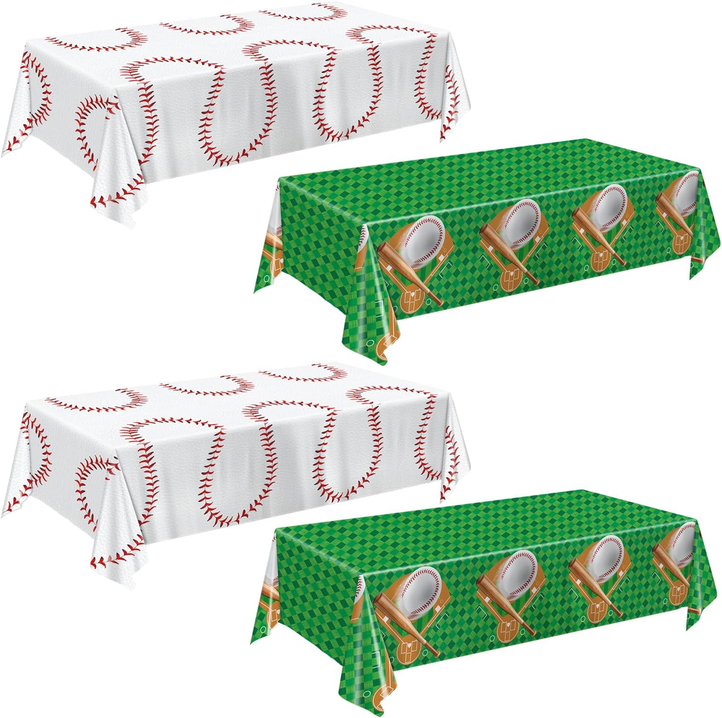 Amazon.com: Oigco Baseball Party Decorations 4-Pack Baseball Tablecloth ...