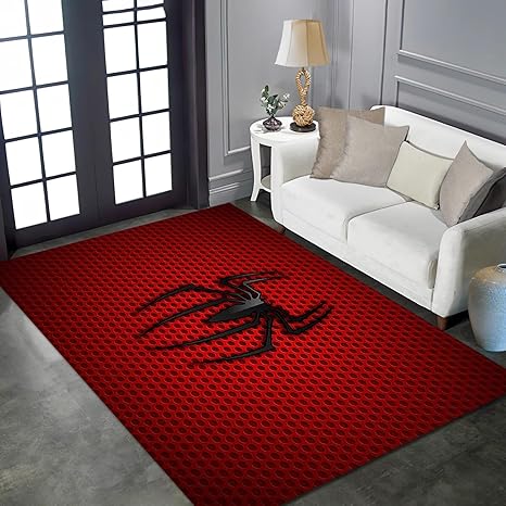 Amazon.com: Black Spider Area Rug 3D Digital Print Red Spider Web Rugs ...