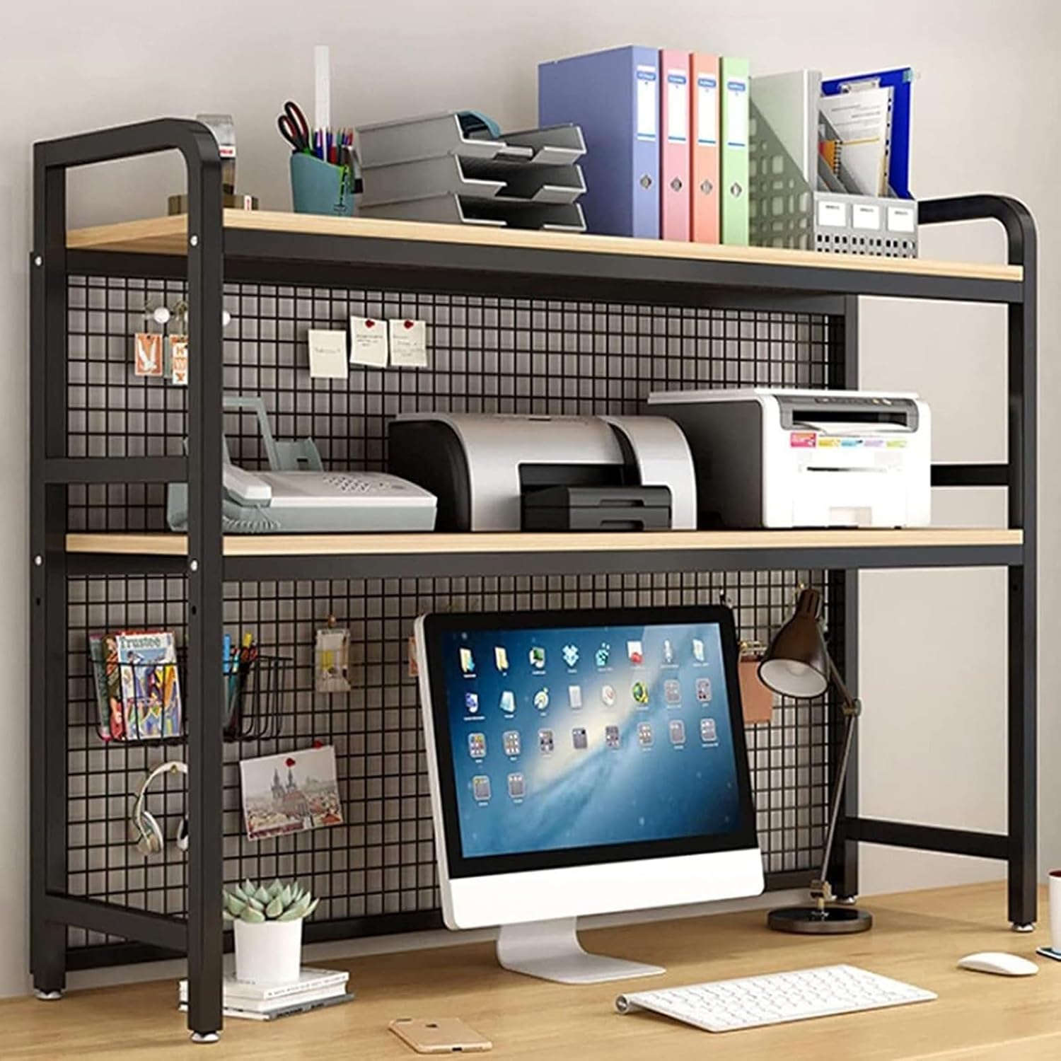 Amazon.com: Modern Industrial Desk Organizer Shelf - Wrought Iron ...