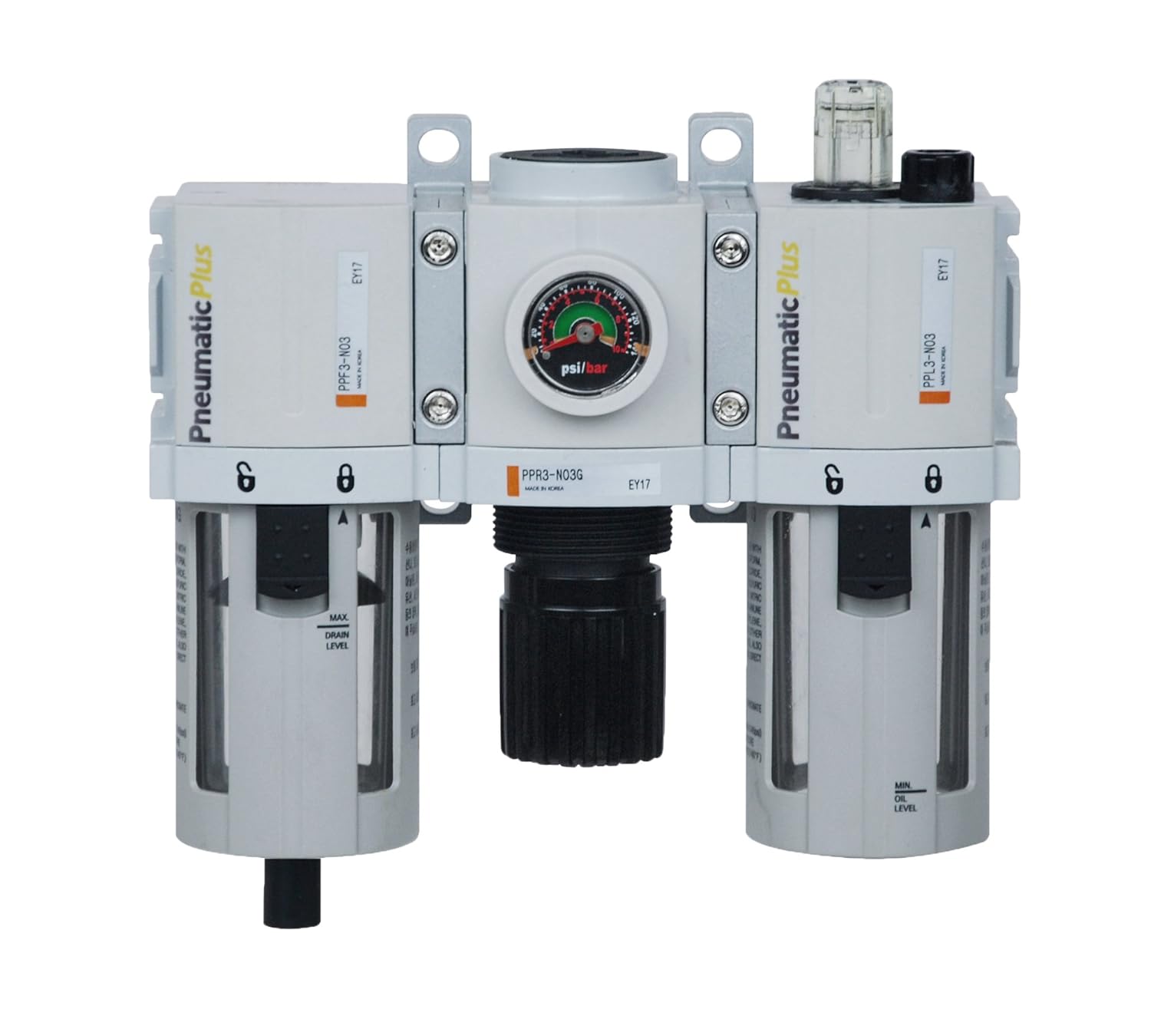 PneumaticPlus PPC3-N03G Compressed Air Filter Regulator Lubricator ...