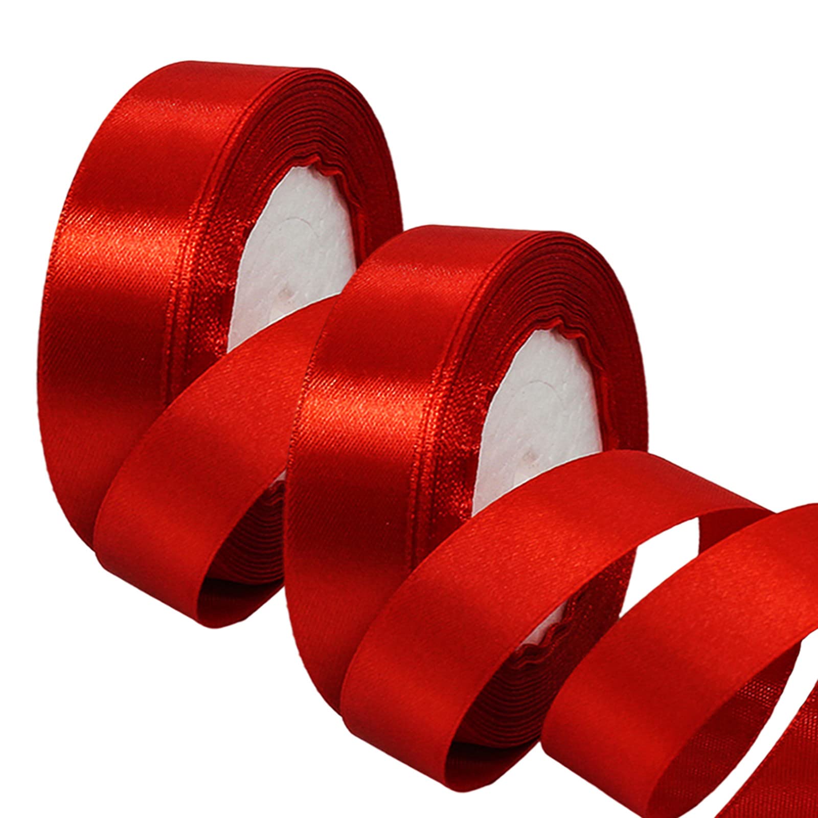 2 x 25mm Wide Red Ribbon Thick Red Christmas Ribbon for Gift Wrapping ...