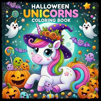 Halloween Unicorns Coloring Book: Spooky and Magic Halloween Coloring ...