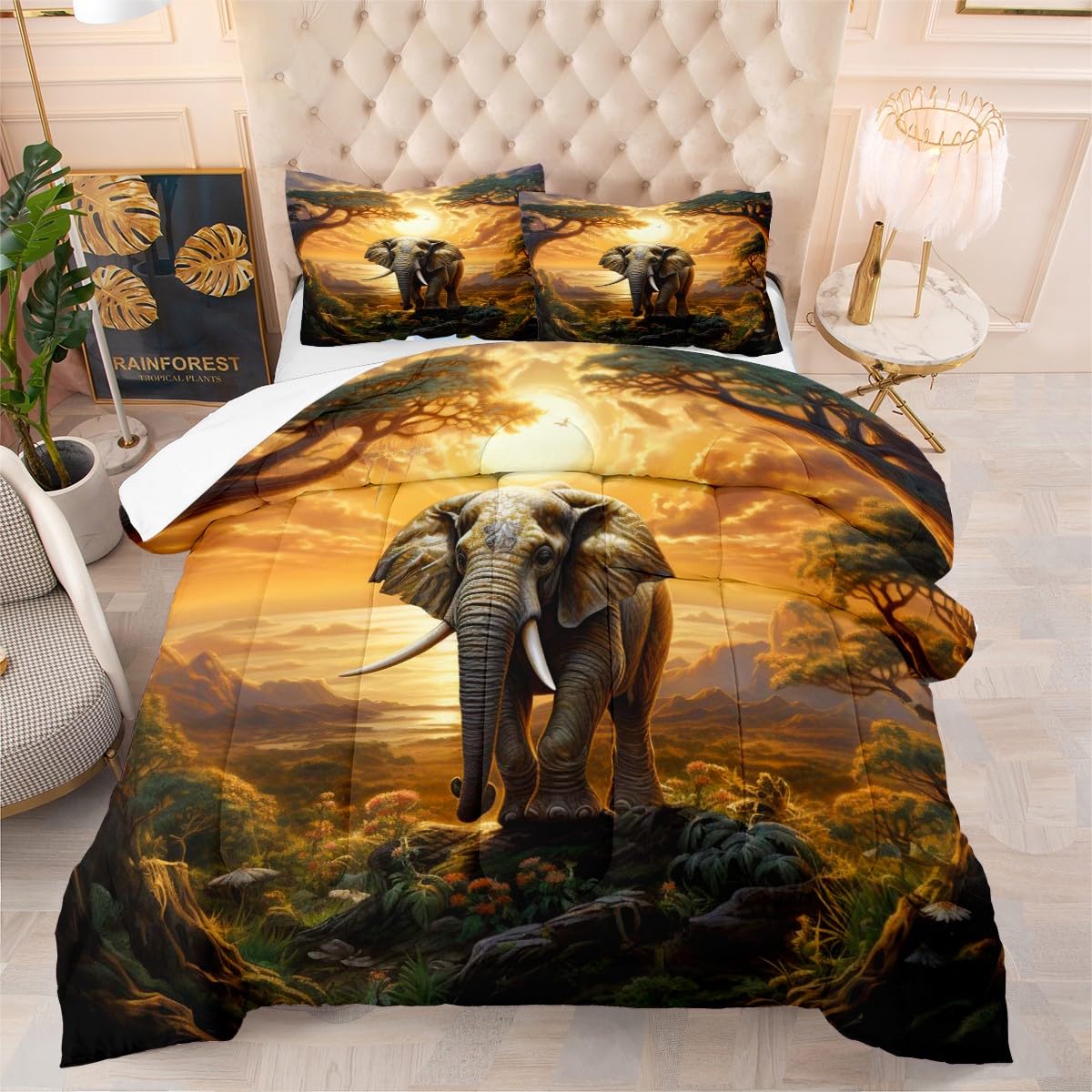Amazon.com: Ydtwnyq Elephant Comforter Sets Wildlife Elephant Comforter ...