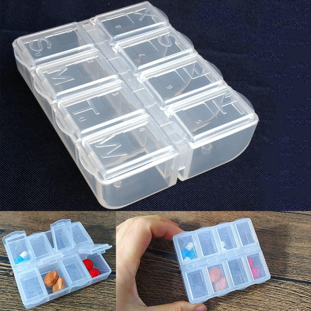 Amazon.com: Clear Weekly Pill Case Pill Storage Box Transparent Travel ...