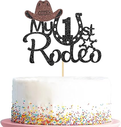 Amazon.com: Cowboy Cake Topper My First Rodeo Glitter Cowboy Hat Cake ...