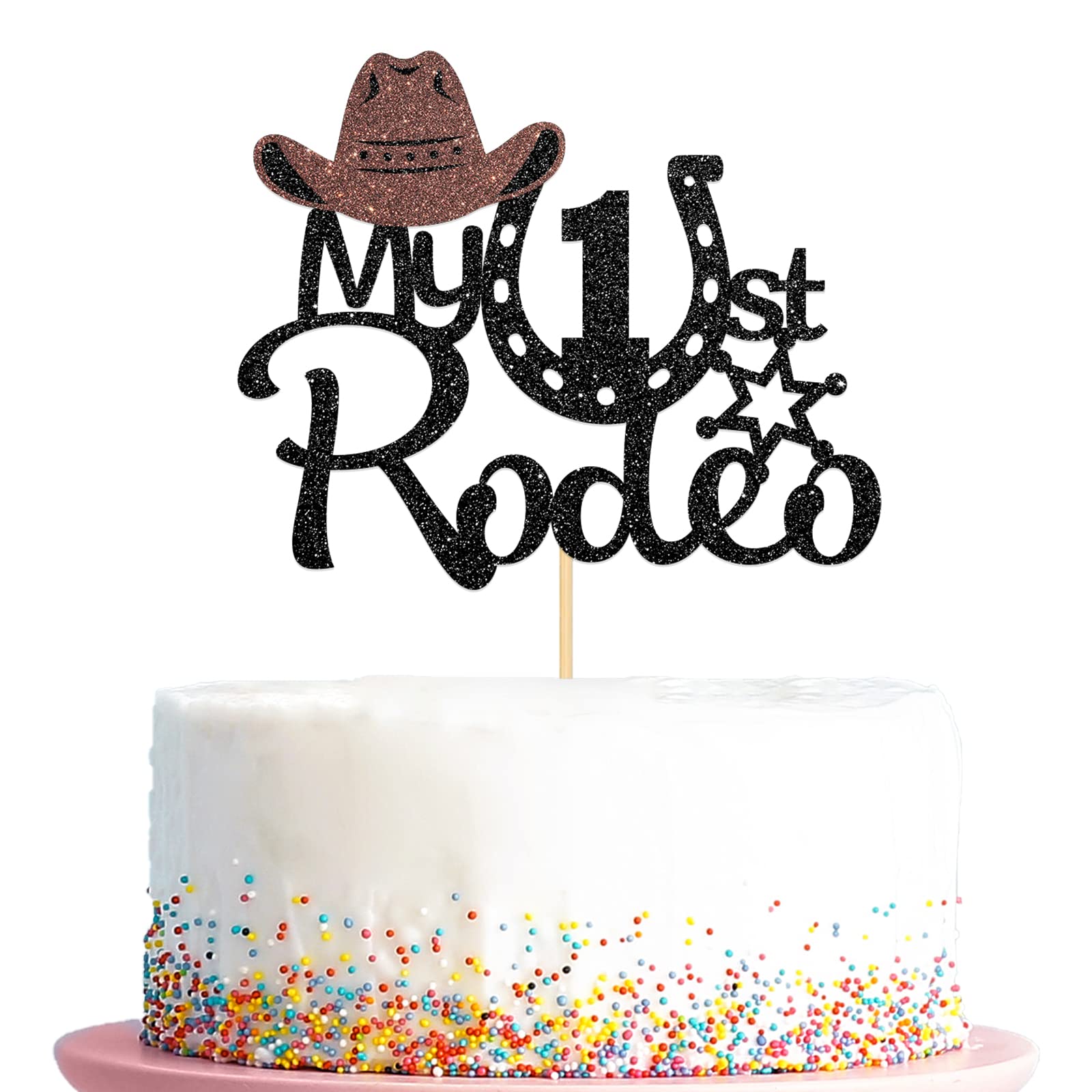 Amazon.com: Cowboy Cake Topper My First Rodeo Glitter Cowboy Hat Cake ...