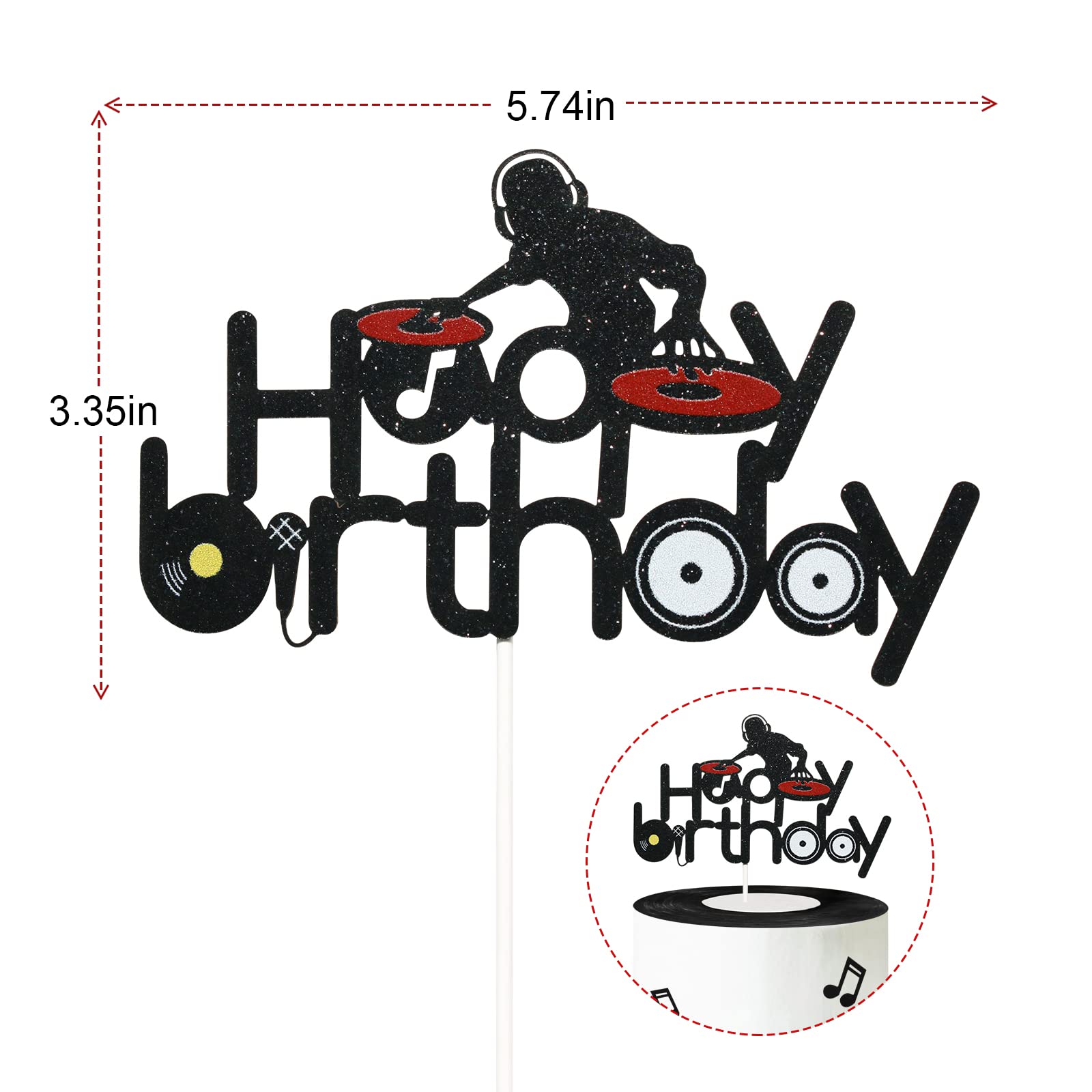 Snapklik.com : DJ Happy Birthday Cake Topper, Disco Birthday Party ...